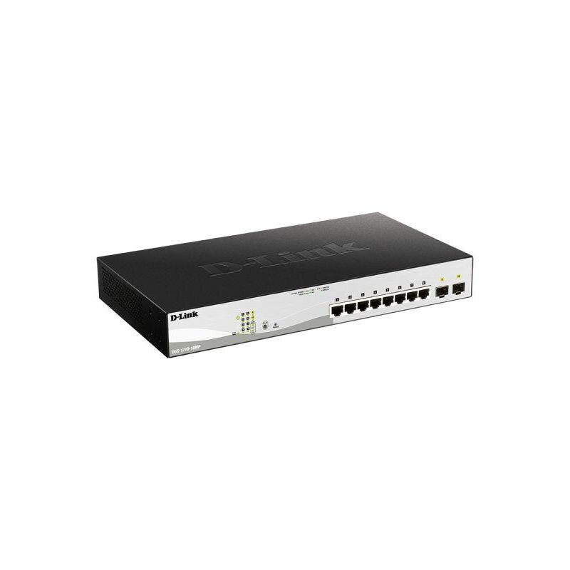 Коммутатор D-Link DGS-1210-10MP смарт L2, 8 портов PoE 1 Гбит/с, 2 SFP, 130 Вт DGS-1210-10MP/F3A