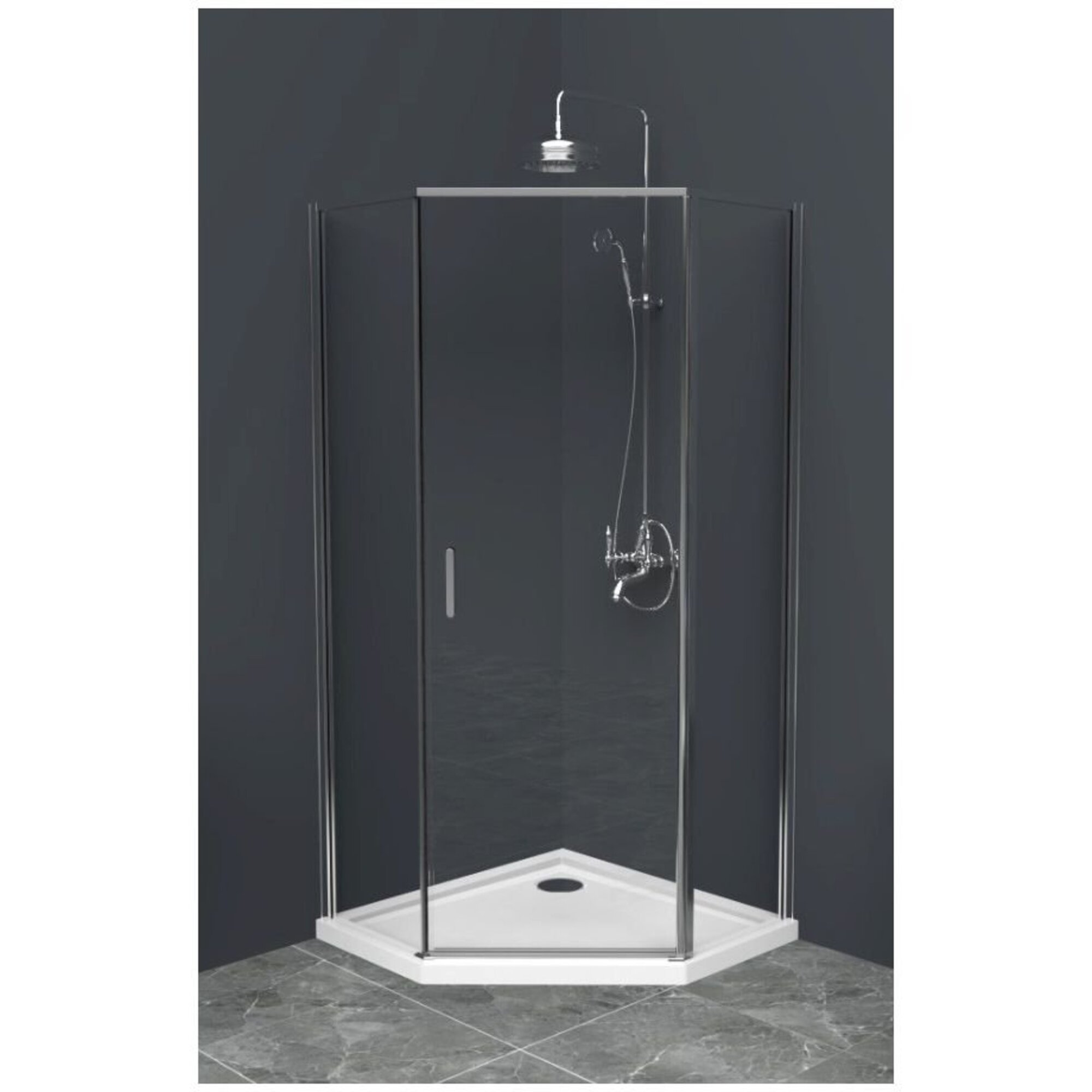 Душевой уголок BelBagno UNO-195-P-1-80-C-Cr хром, стекло прозрачное 5 мм (800х1950х800)