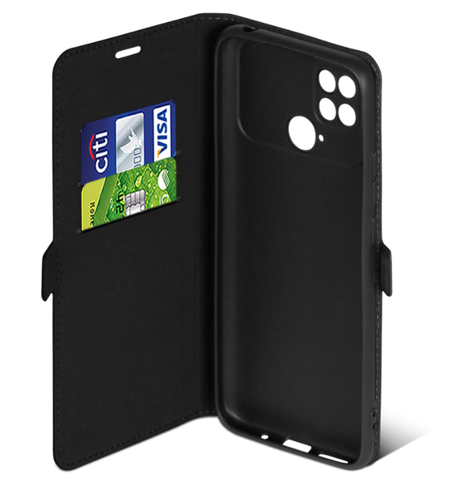 Чехол для Poco C40, черный, книжка DF poFlip-11 (black)