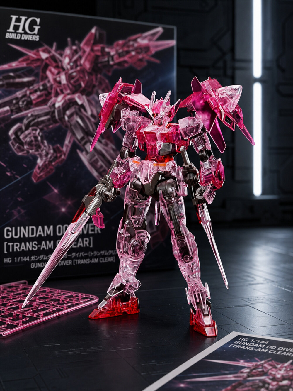 Сборная модель мобильного доспеха Gundam 00 Diver Trans-Am Clear, масштаб 1:144, прозрачная