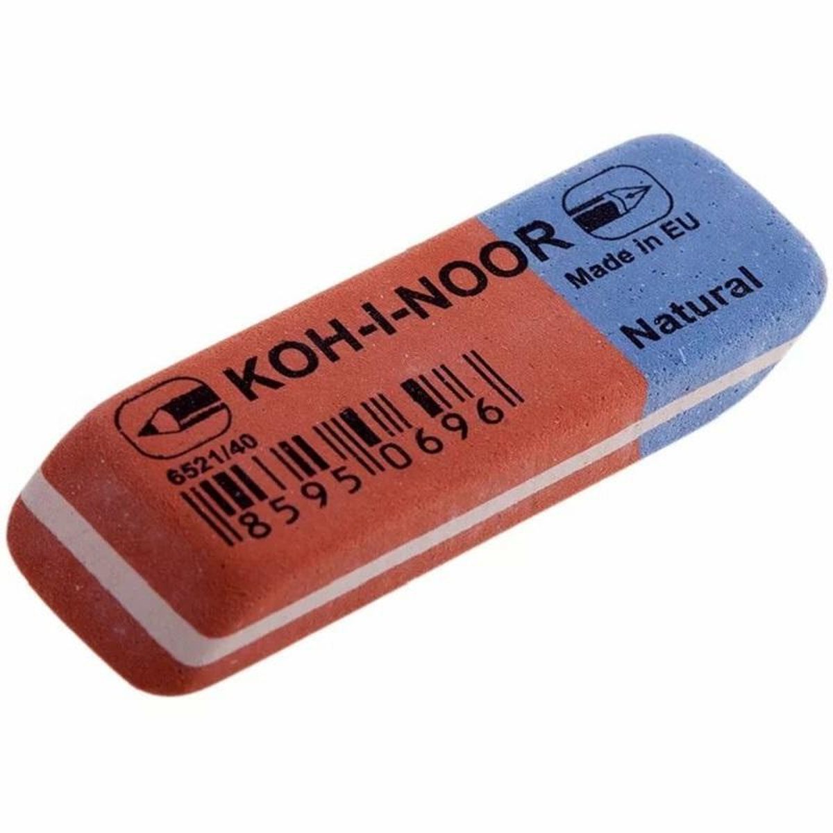 Ластик Koh-I-Noor Blue Star 6521/40 (скошенный, комбинированный, натуральный каучук, 57x19.5x8мм) (6521040021KDRU), 320шт.