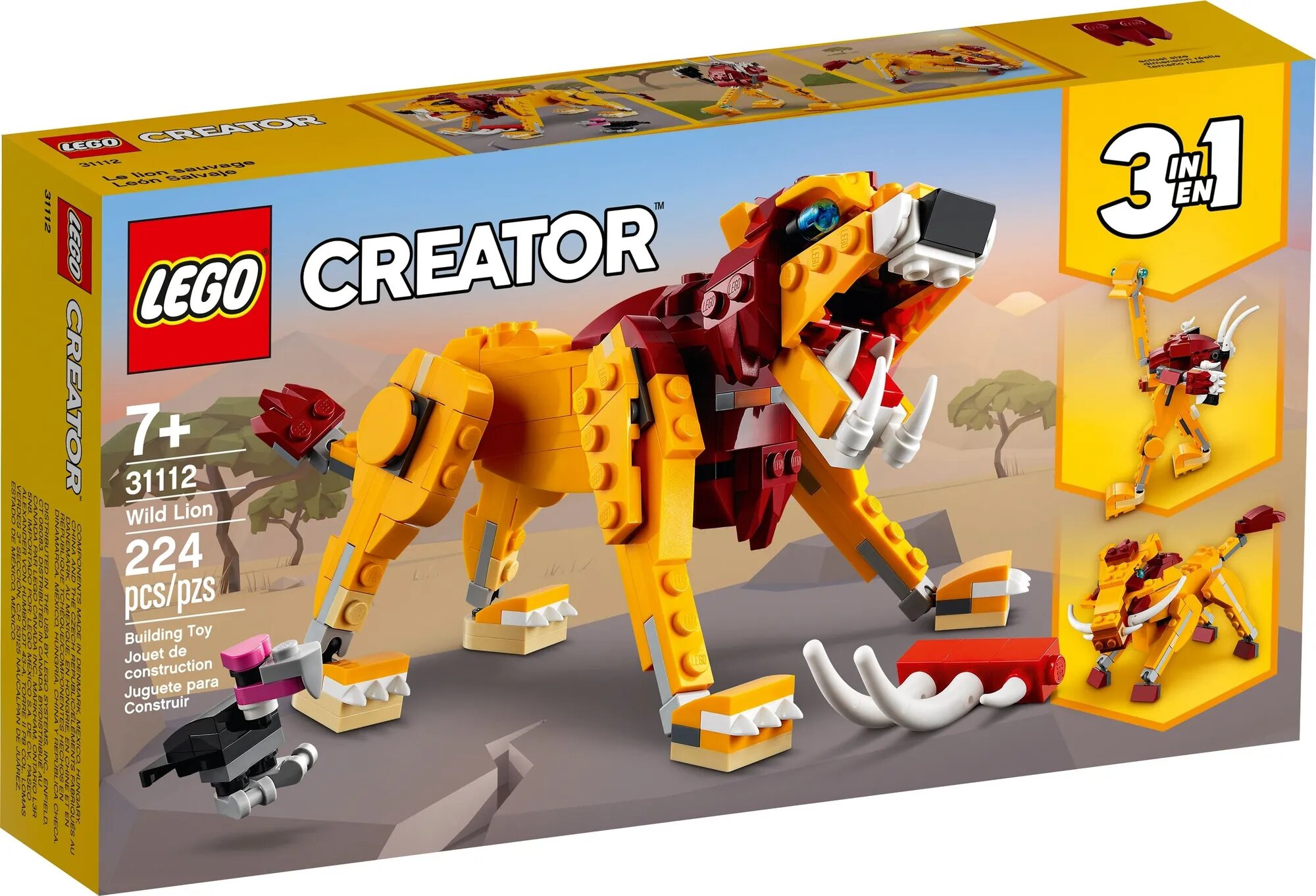 Лего Creator 3-in-1 серия, LEGO 31112 Лев, lego конструктор для мальчика, лего для девочек