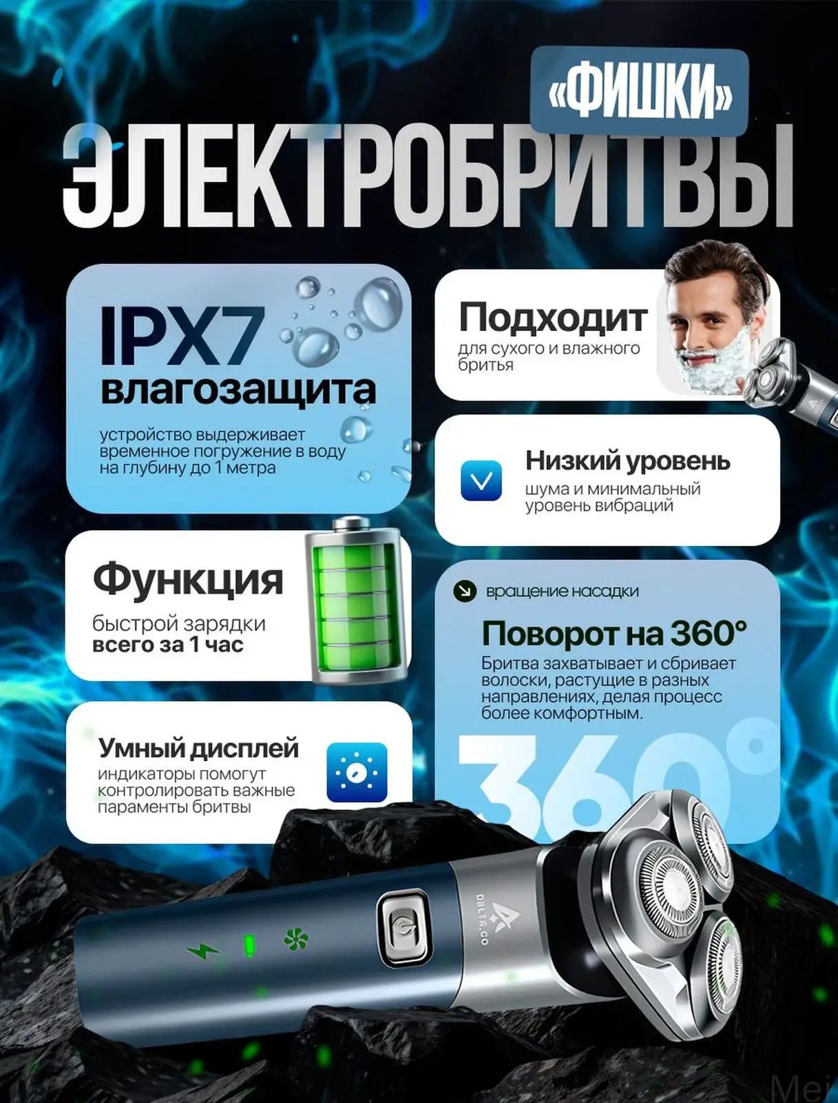 Электробритва FE, голубой — фото 1