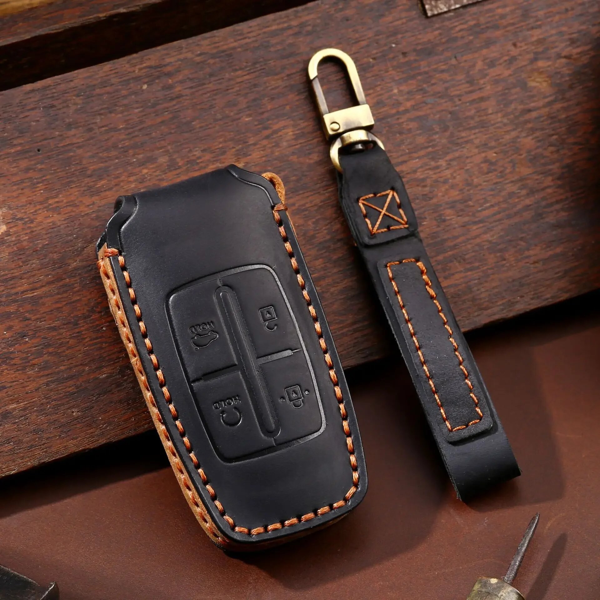 Чехол Для Ключей Hyundai Genesis GV70 GV80 GV90, 8/6/4 Кнопки, Из Натуральной Кожи 4 button black