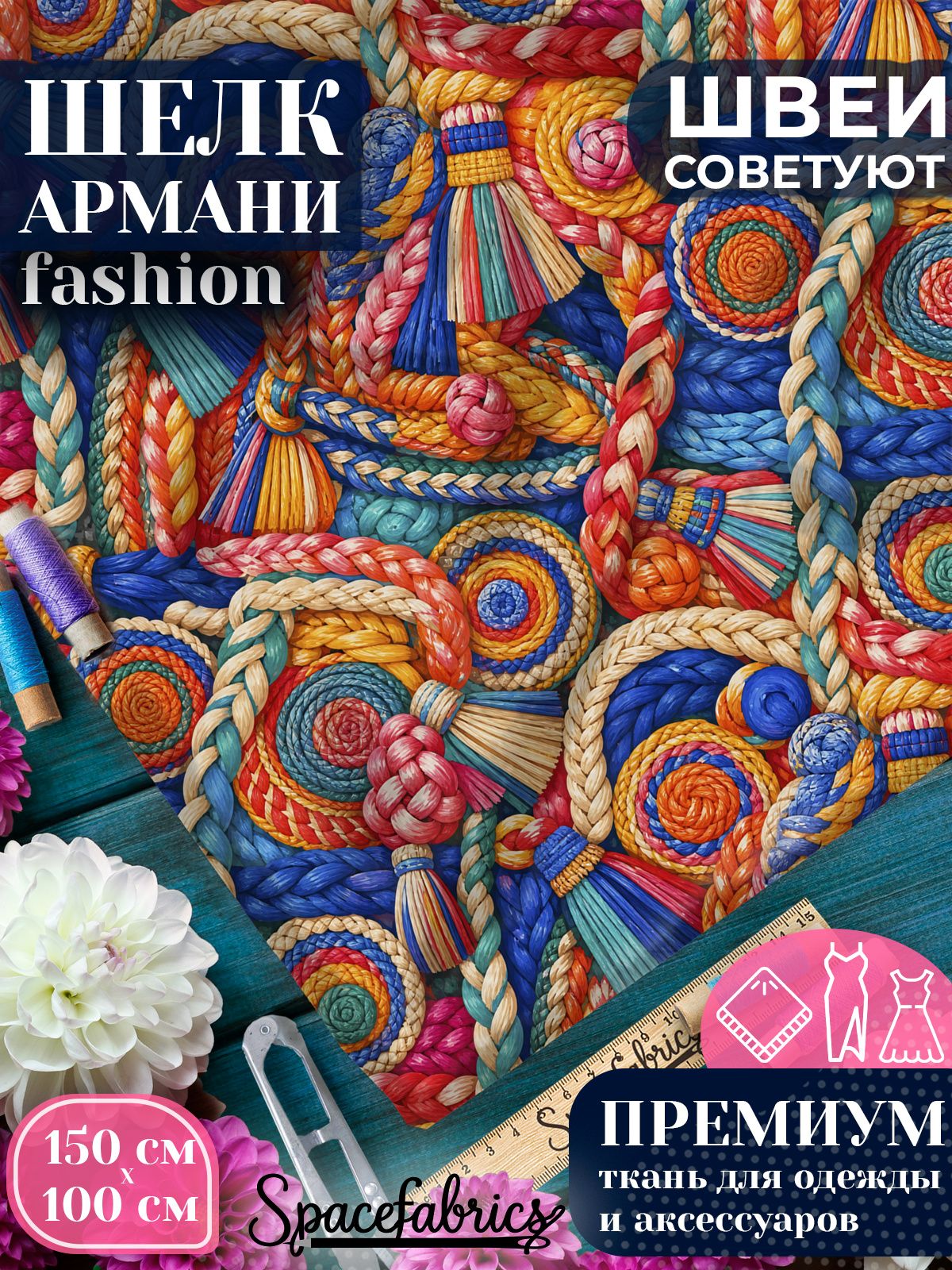 Ткань для шитья шелк Армани, искусственный шелк для костюмов, платьев, юбок с принтом
