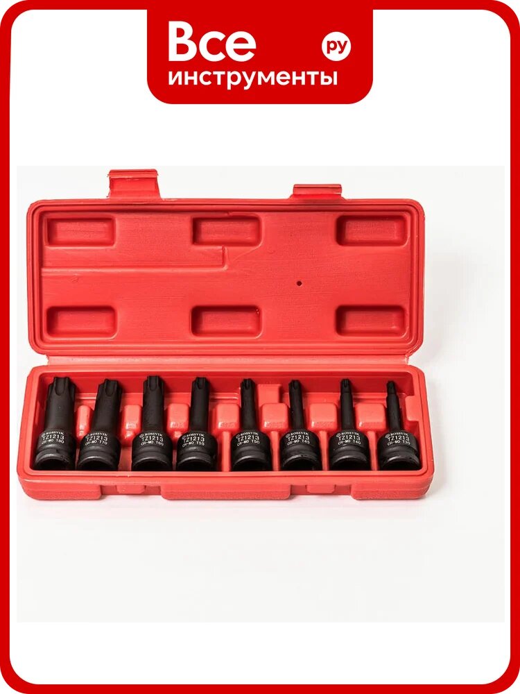 Набор головок ударных (8 предметов, 1/2"DR, torx t30-t80) Rossvik ST242