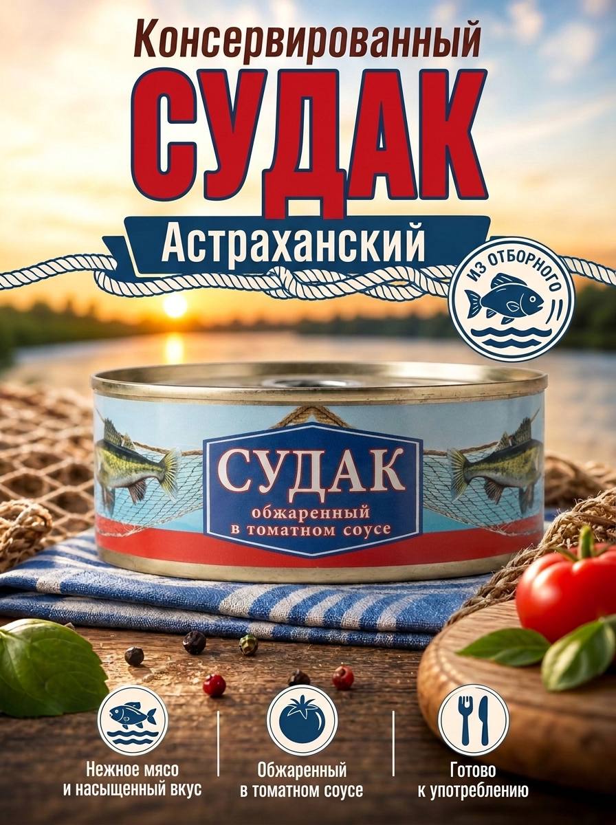 Судак обжаренный в томатном соусе, 1 шт, 240г. Астраханский.