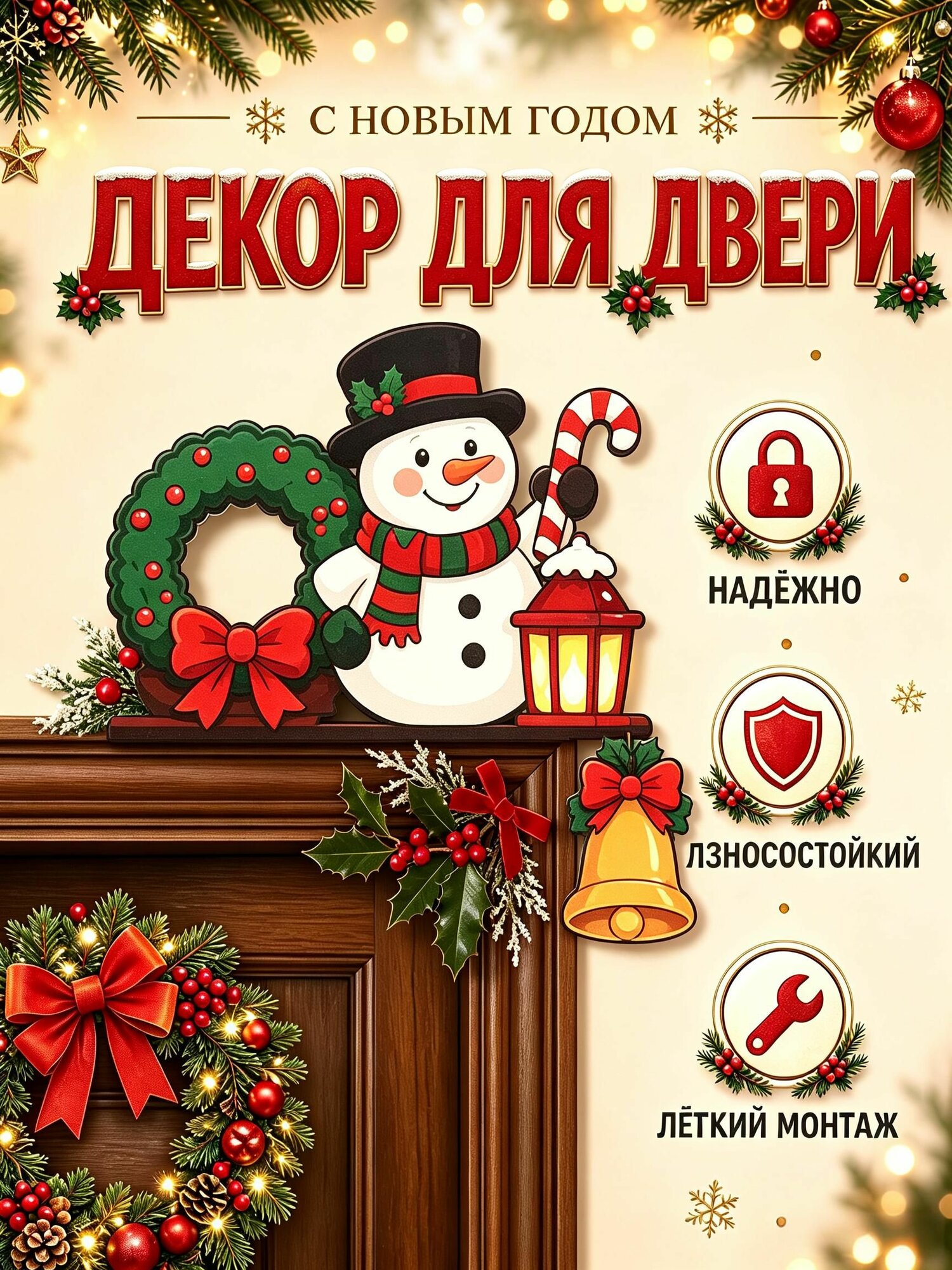 Украшение на праздник новогоднее 2 шт красный