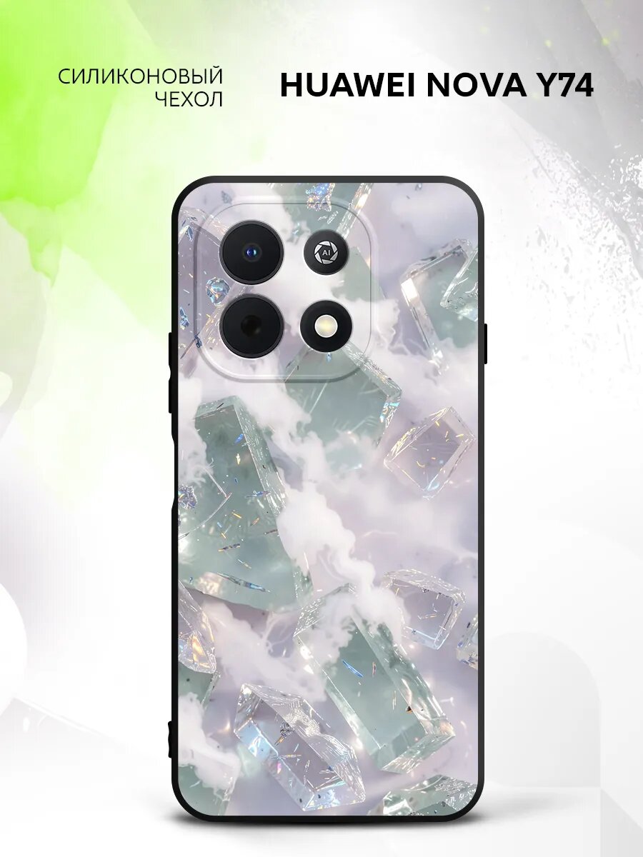 Чехол на Huawei Nova Y74, Хуавей Нова У74 бампер, противоударный, с принтом кристаллы