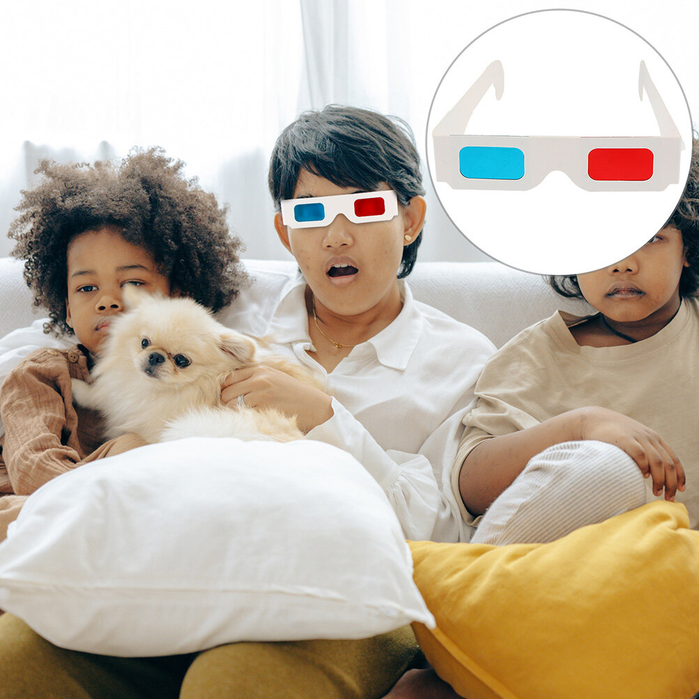 30 Штук Бумажные 3D Очки Каркас White Картон Подходит Для Взрослых И Детей 41x4 Cm