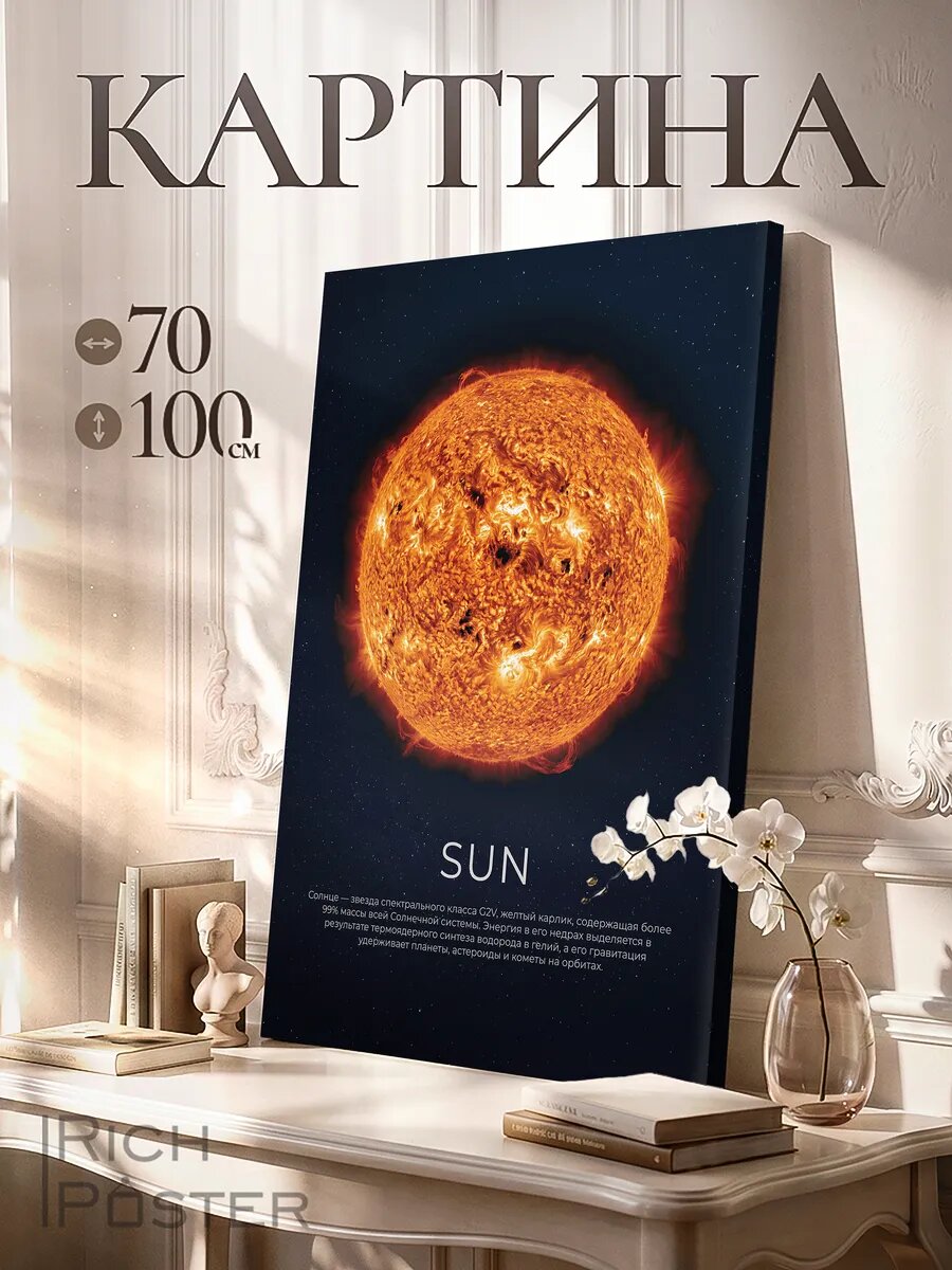 Большая картина на стену Солнце 70x100 см