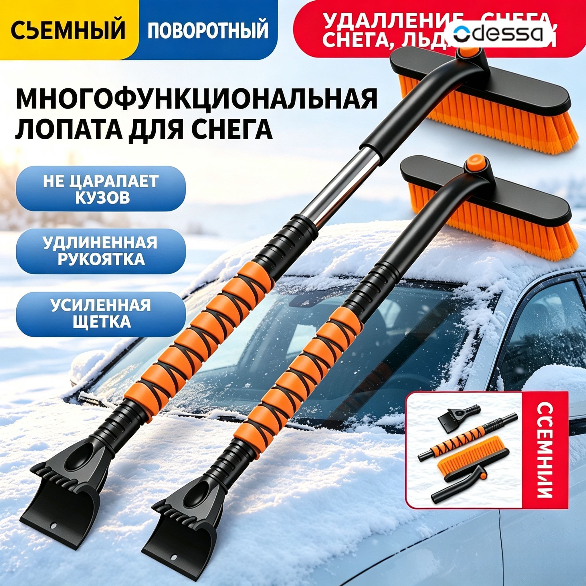 Автомобильная зимняя щетка для снега и льда, для стекол и кузова
