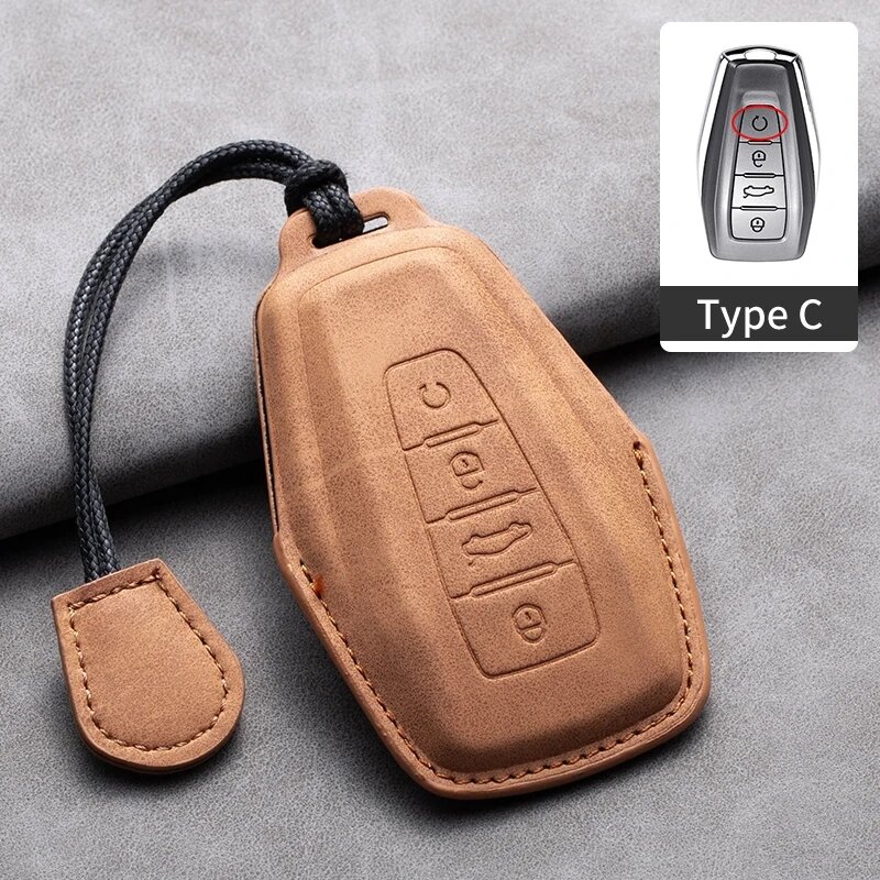 Чехол-брелок для ключей для Geely Coolray Okavango BelGee X50 X70 Proton GX3 Pro Emgrand C - Brown 2