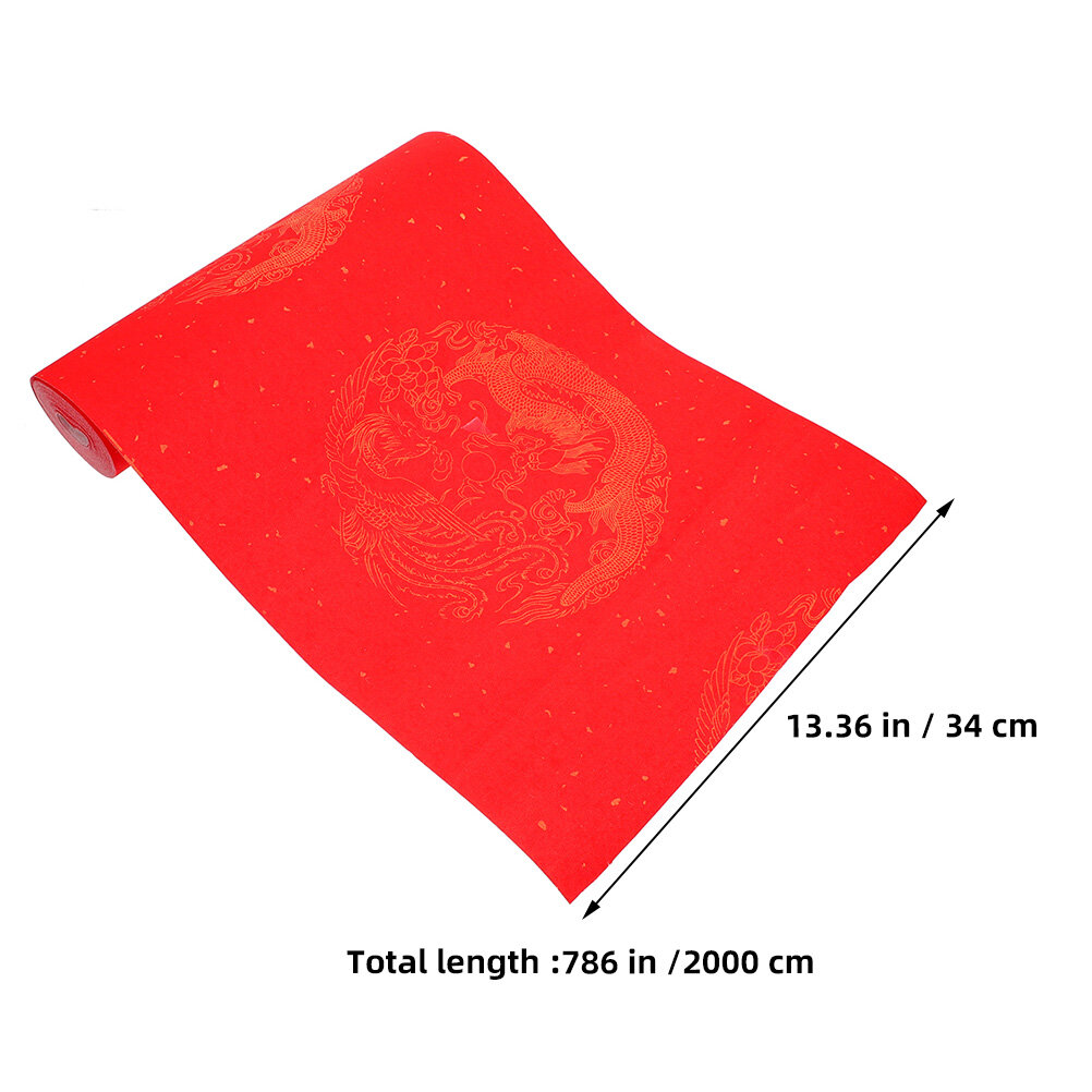 Бумага Для Каллиграфии Красная 1 Рулон 2000.00X34.00X0.10Cm Идеально Подходит Для Нового Года И Домашнего Использования