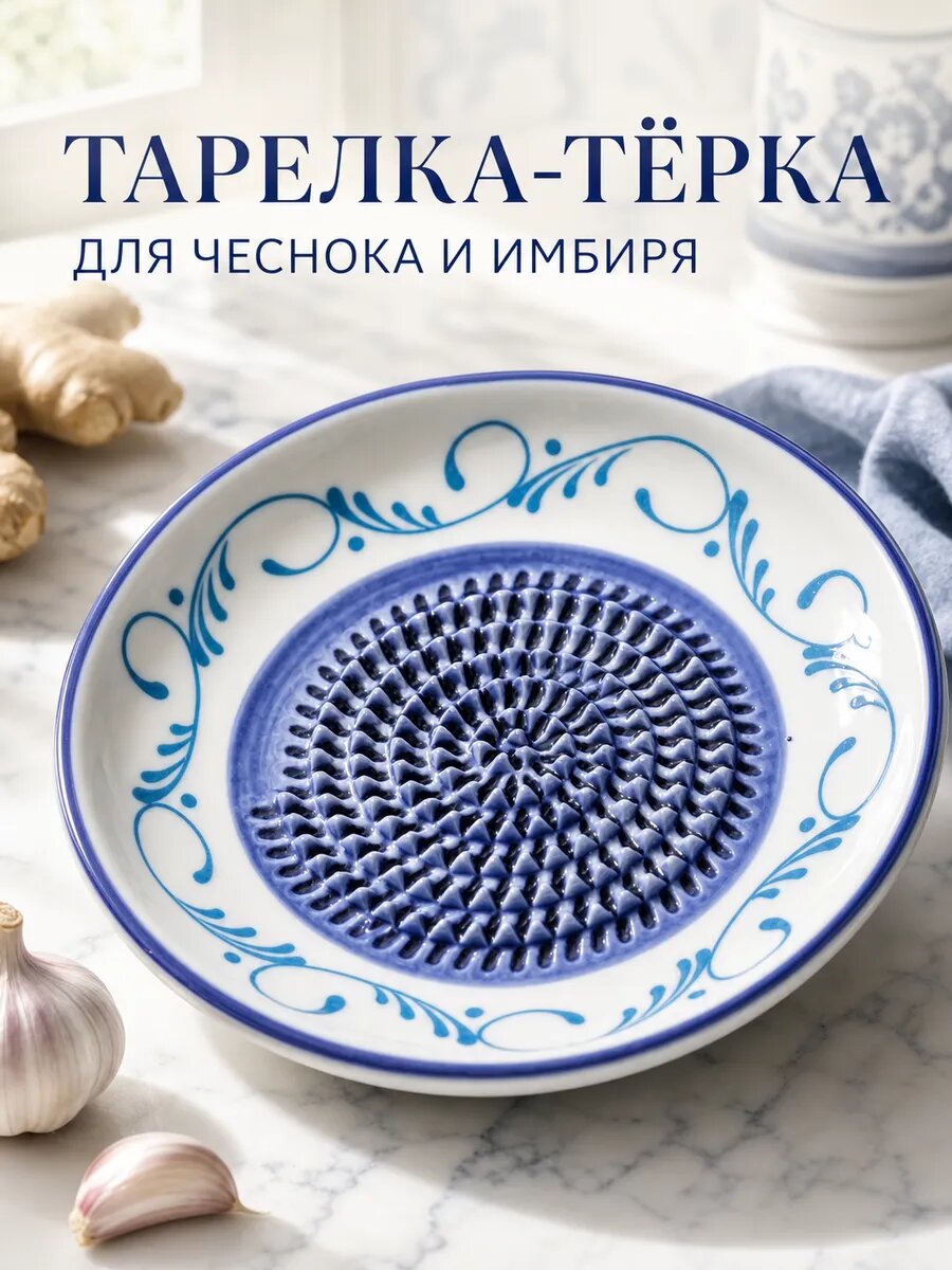 Керамическая тарелка-тёрка для чеснока