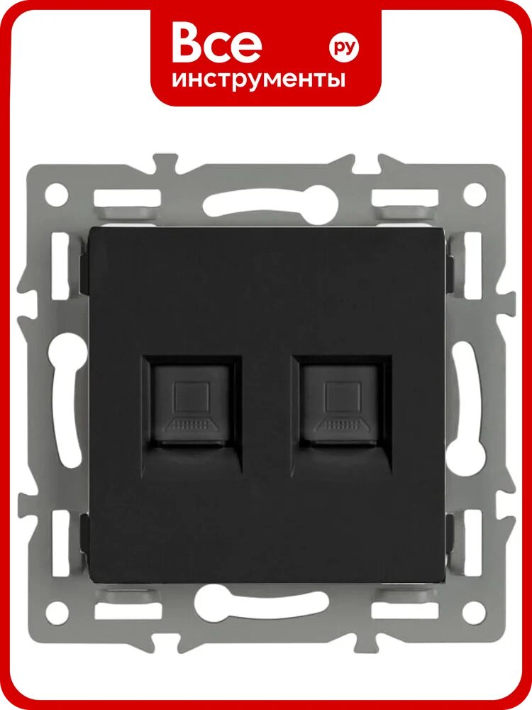 Механизм компьютерной розетки Arlight двойной SCT-MPC2-PL-BK 1шт 045337