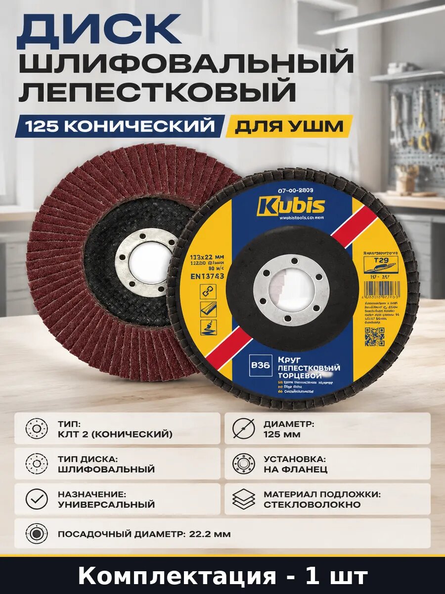 Диск шлифовальный лепестковый 125 конический для УШМ