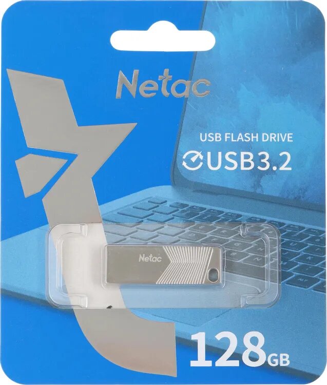 Флешка USB NETAC UM1 128ГБ, USB3.2, серебристый