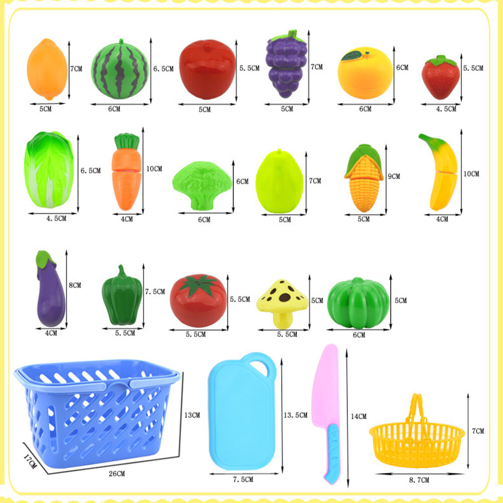 Набор Игрушечных Продуктов 23PCS Для Ролевых Игр На Кухне Фрукты Овощи В Ассортименте