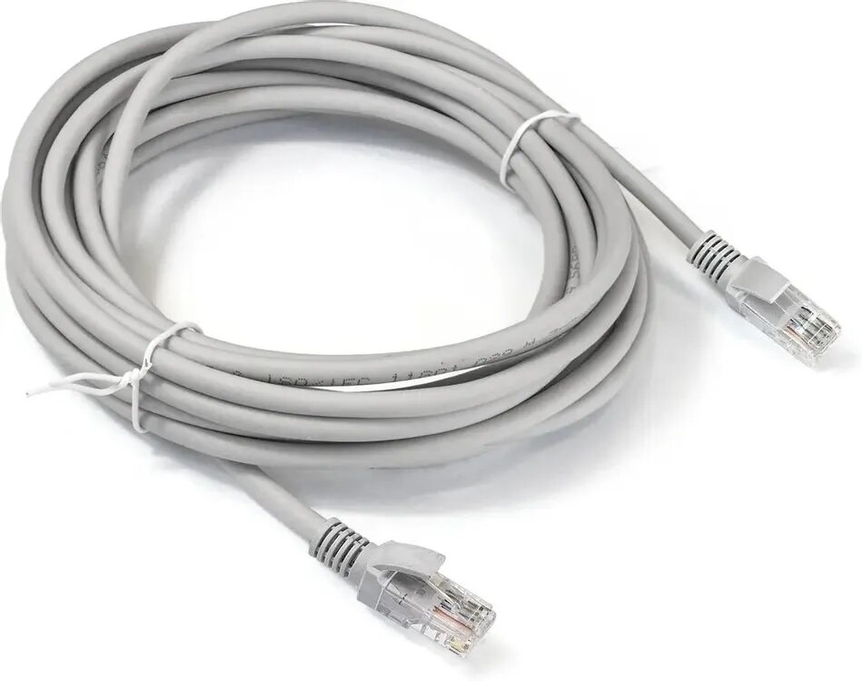 Патч-корд EXEGATE UTP-RJ45-RJ45-5e-10M-LSZH-GY UTP, кат.5E, 10м, 4 пары, алюминий омедненный, многожильный, серый