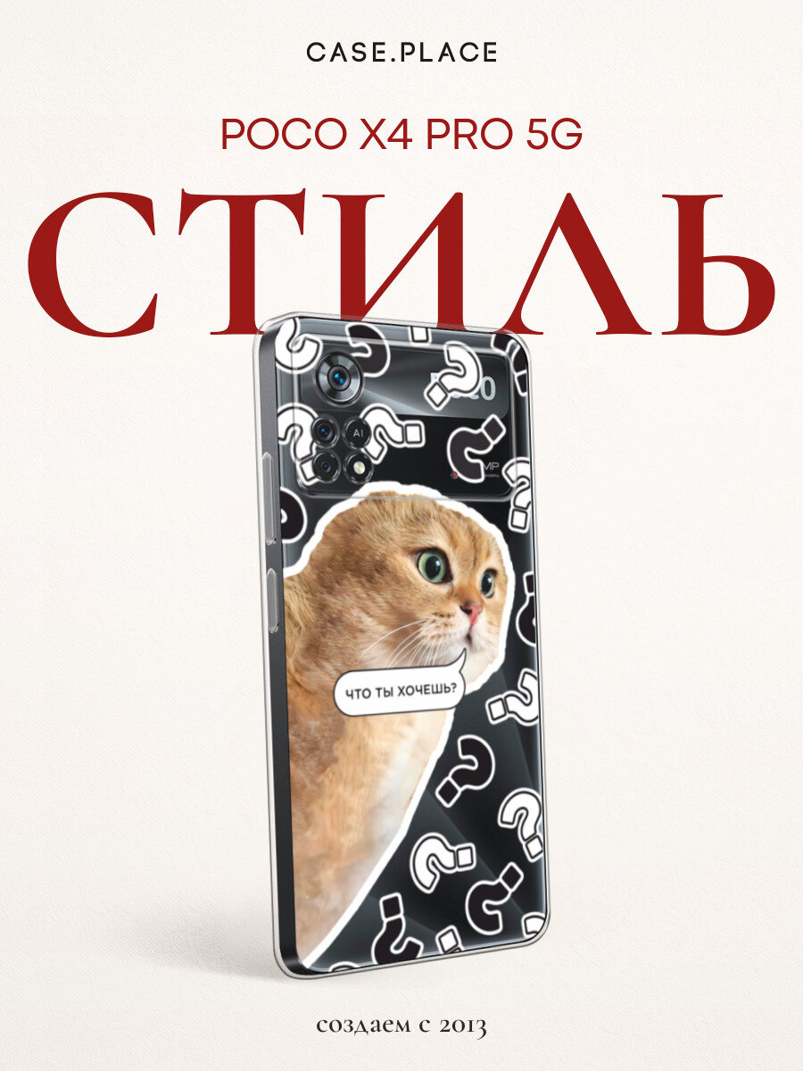 Чехол на Xiaomi Poco X4 Pro 5G / Поко X4 Pro 5G с принтом С котом парный, прозрачный