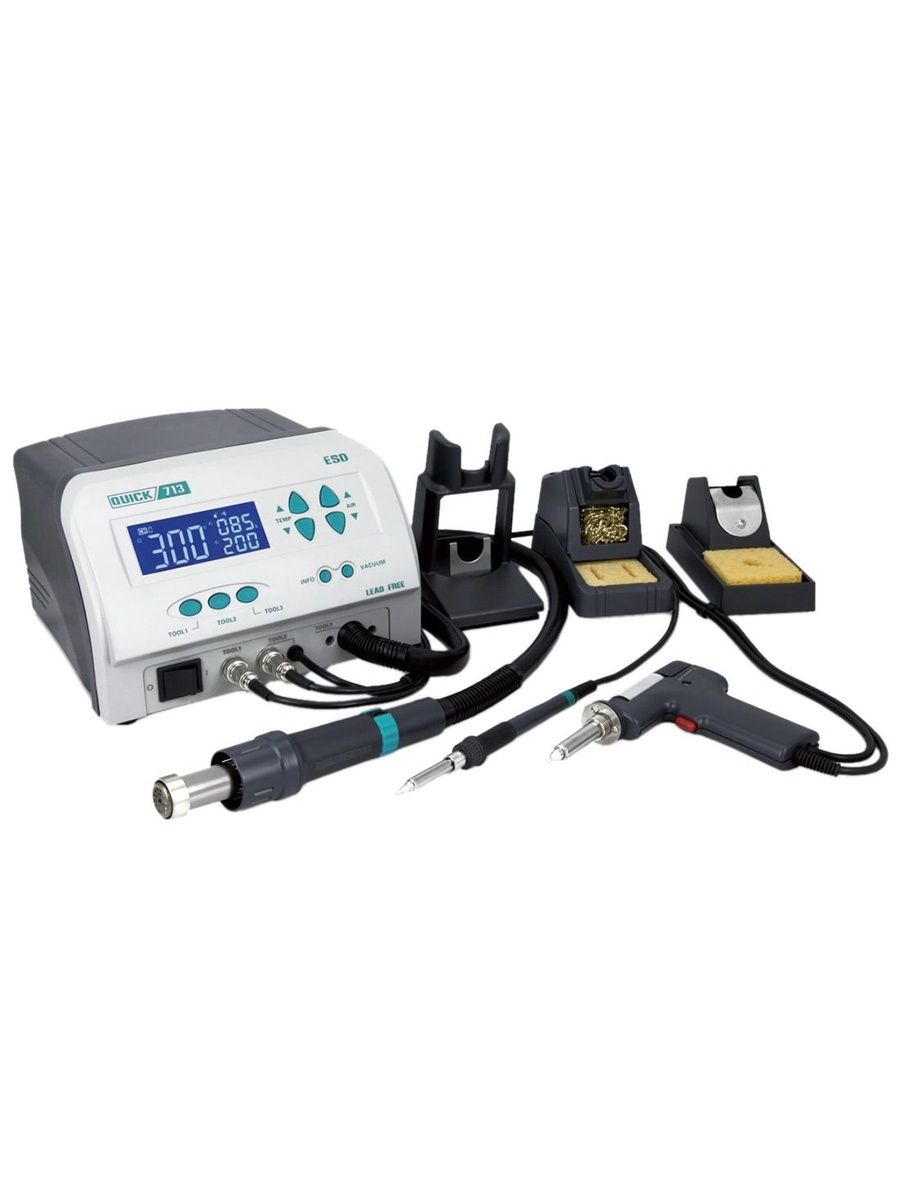 Паяльный ремонтный комплекс 3-в-1 Quick 713 ESD 1100Вт индукционный (термофен + оловоотсос + паяльник)