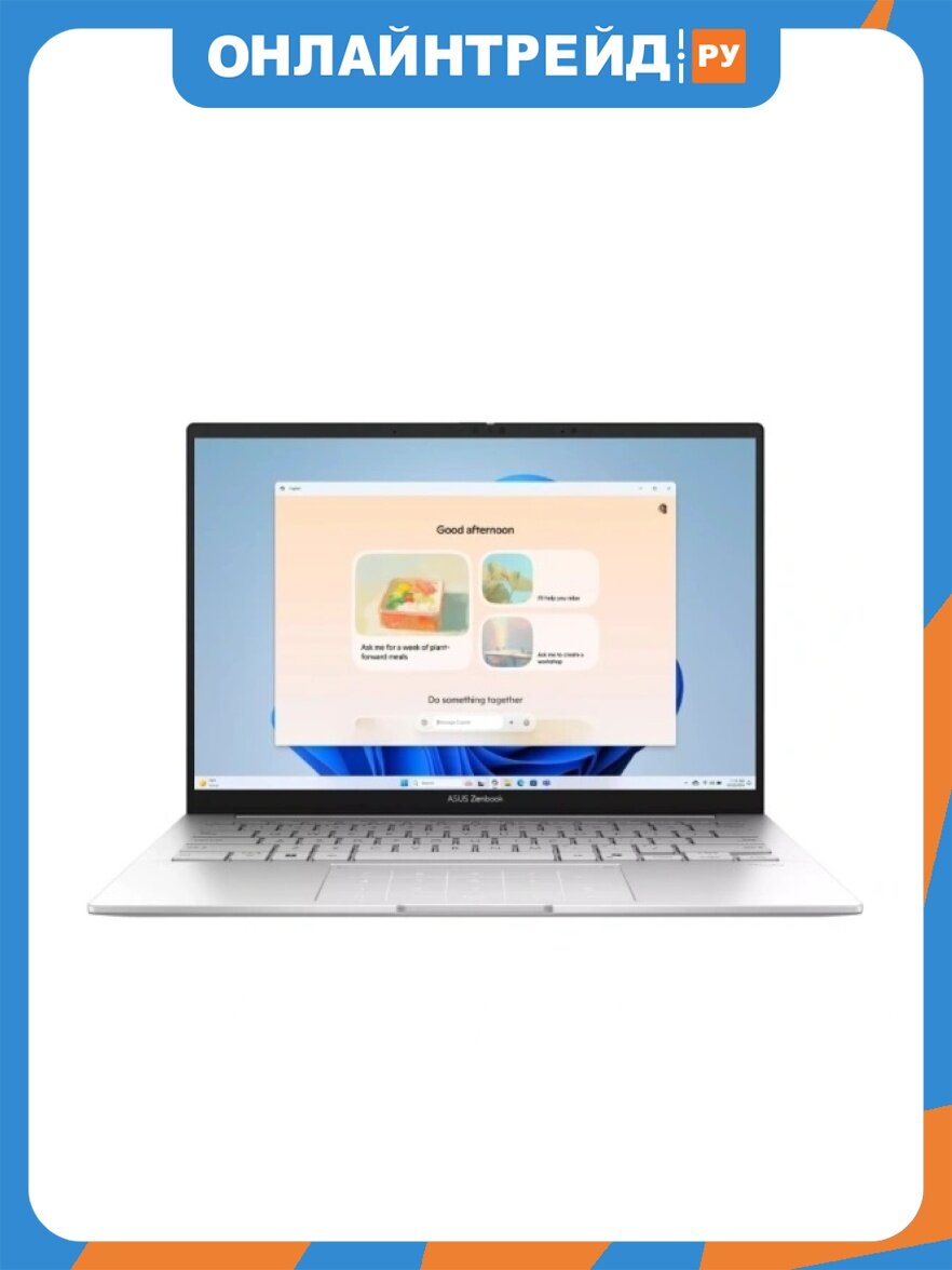 Ноутбук Asus Zenbook 14 UX3405CA-U7512 14", OLED, Intel Ultra 7 255H 2.0ГГц, 16-ядерный, 16Гб LPDDR5x, 512Гб SSD, Intel Arc Graphics, Windows 11 Home, серый (90NB14W7-M00MP0)