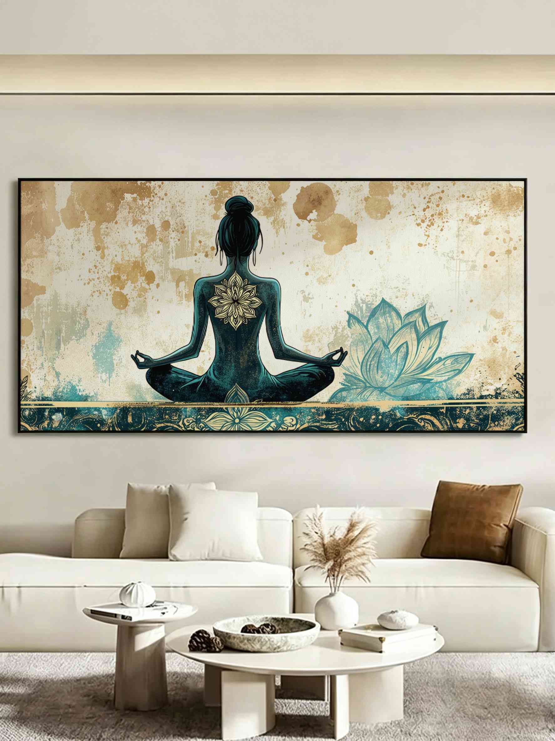 Картина "йога-женщина в медитации" 45x90 см, 1