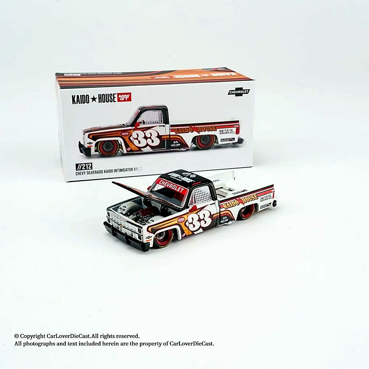 Kaido House + MINIGT 1:64 Chevrolet Silverado Kaido Intimidator V1 KHMG212-CH отлитая под давлением модель