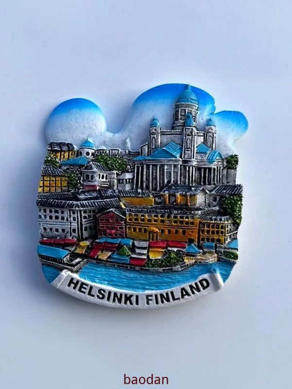 Сувенир на холодильник с городским пейзажем Хельсинки, Финляндия, популярный 3D-сувенир для путешествий, декоративный элемент.