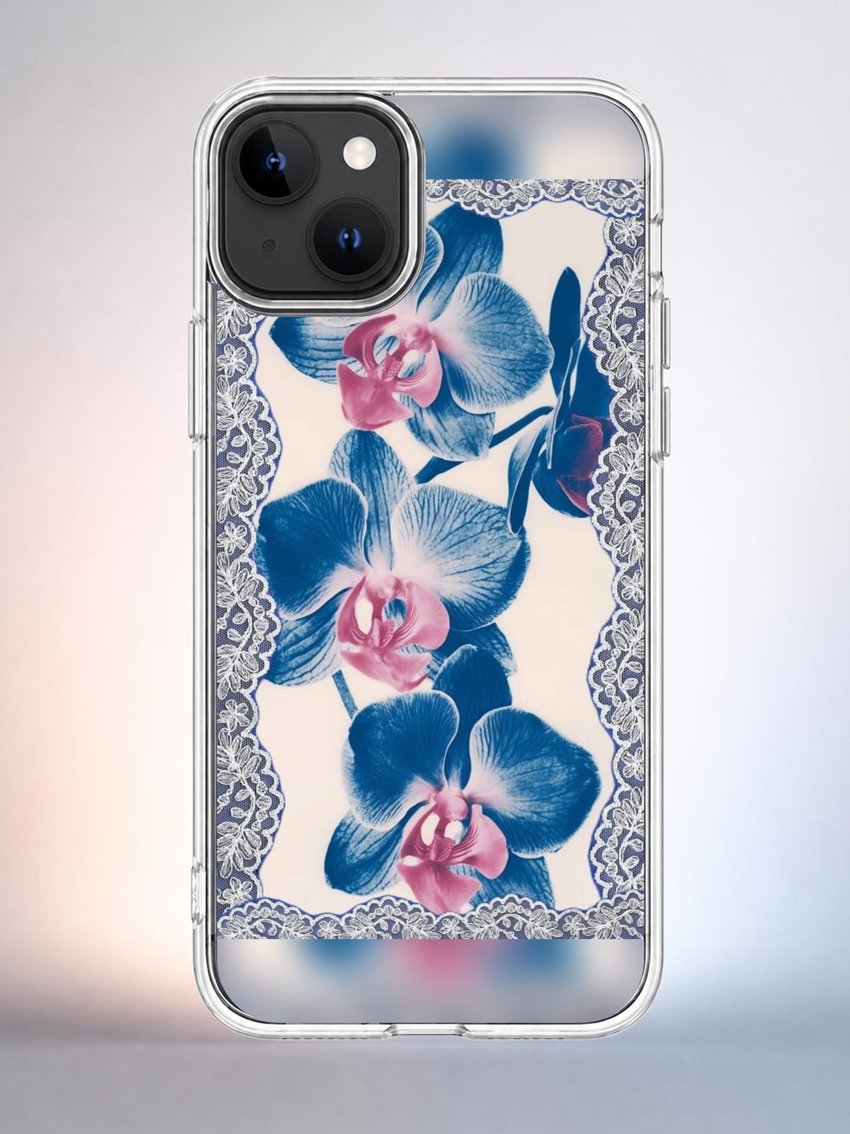 Чехол iPhone 13 Орхидеи синие Y2K Indie Sleaze