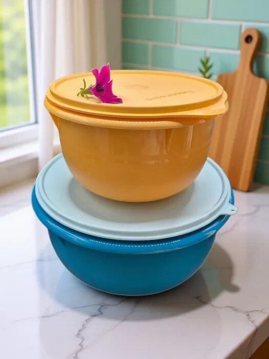 Чаши "Замесочное блюдо" 3л , бирюзовое. + 2л желтое Tupperware