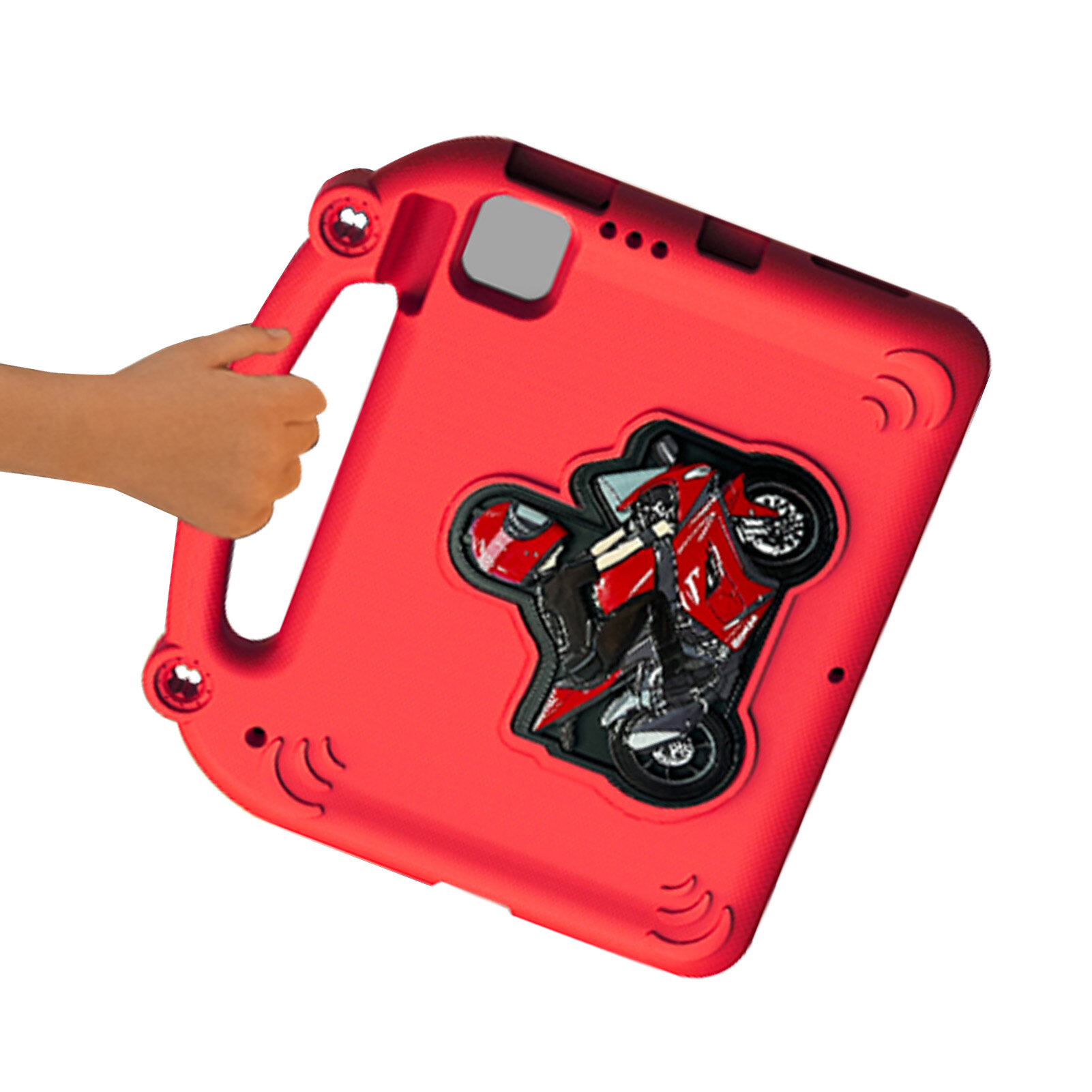 Razrezayushchiy EVA chehol dlya plansheta, zashchitnyy, podkhodit dlya iPad 10-го i 11-го pokoleniy, s motocherkoy, krasnyy
