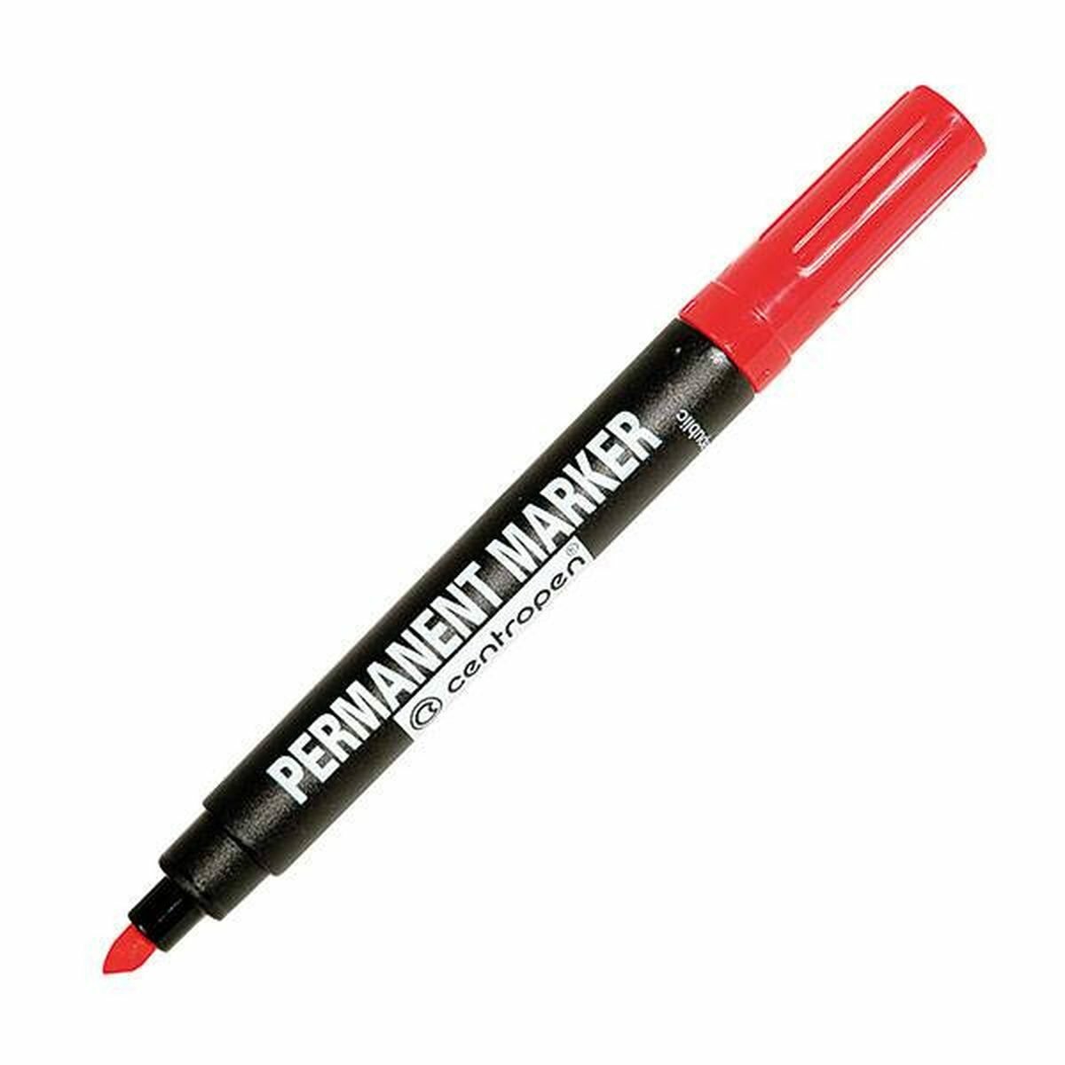 Маркер перманентный Centropen 8576 (1-4,6мм, скошенный наконечник, красный) (8576/01-04), 10шт.
