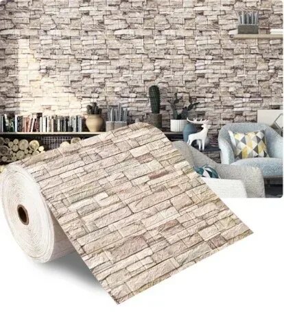 Обои виниловые 3D кирпич Light yellow brick 70x100 см