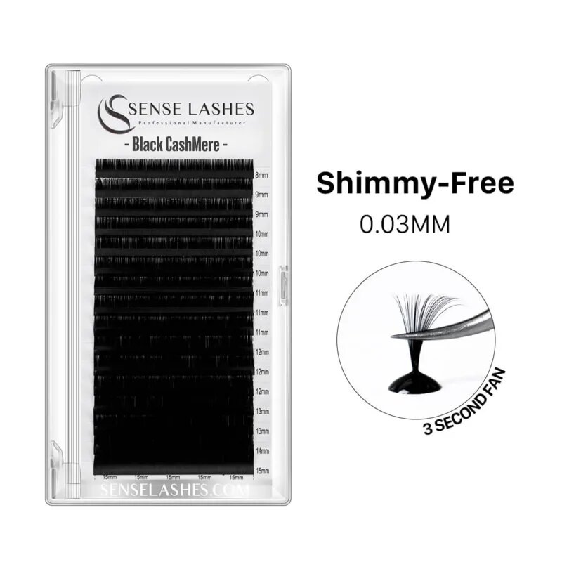 СENSE LASHES матовые кашемировые ресницы 0.03 мм для наращивания B, MIX5-7mm