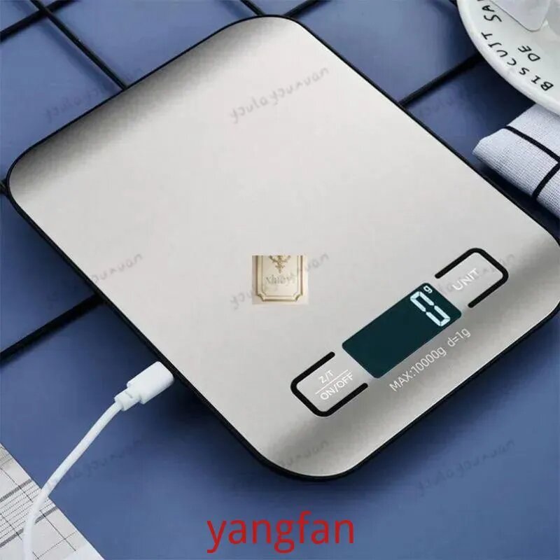 Электронные кухонные весы Цифровые кухонные весы с USB-зарядкой, точные платформенные весы, серебристый