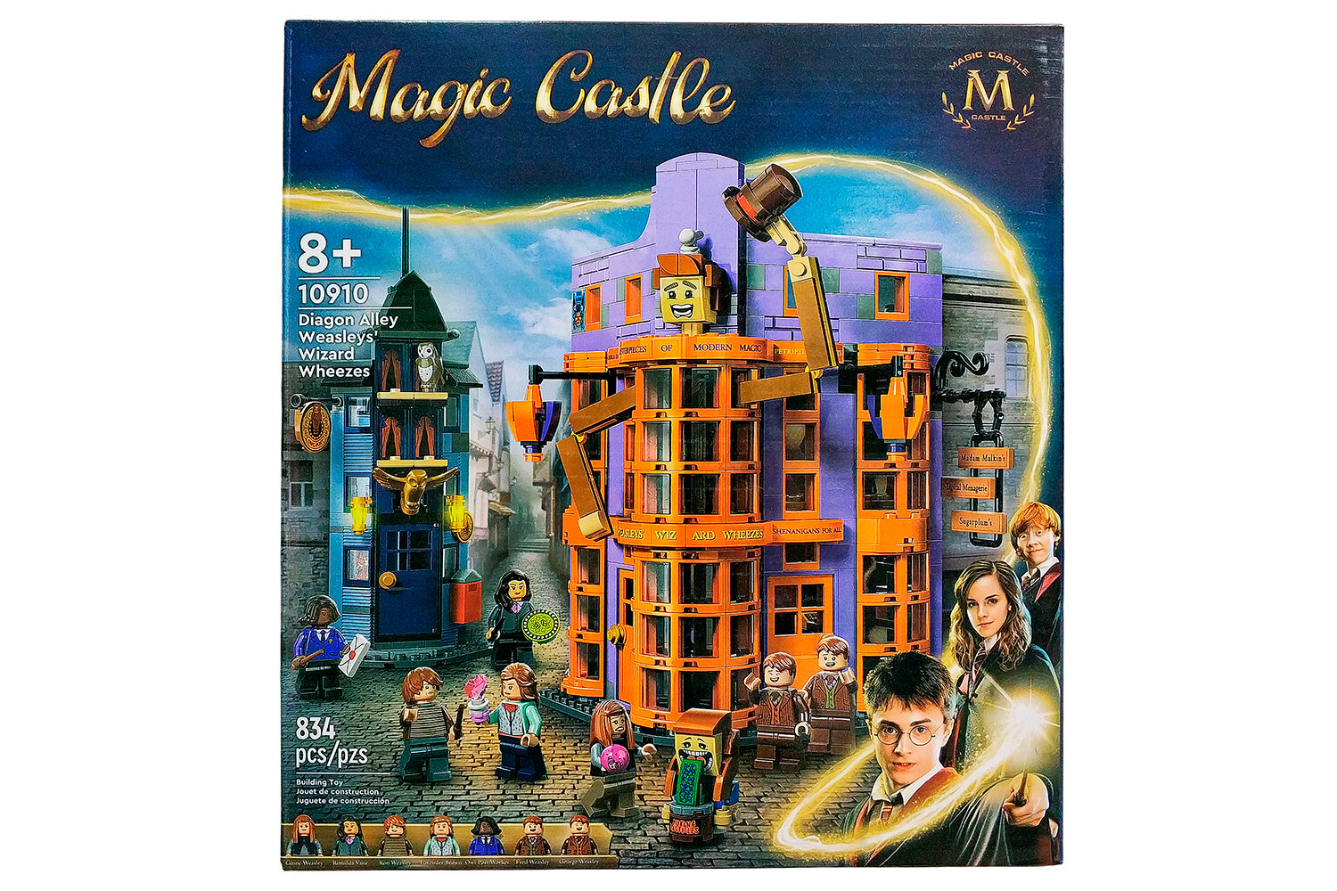 Конструктор Гарри Поттер Косой переулок: Волшебные хрипы Уизли 10910 Magic Castle, 834 детали