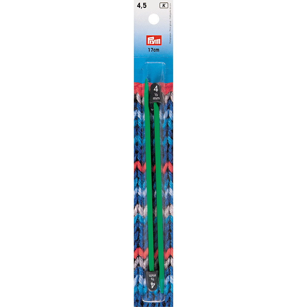 Спицы прямые PRYM 218403 пластик d 4.5 мм, 17 см зеленые