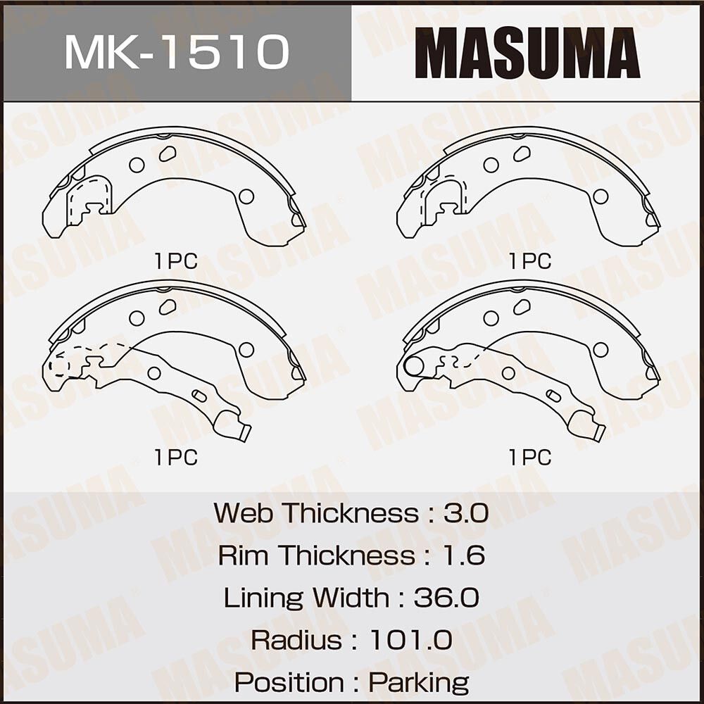 Колодки стояночного тормоза Masuma MK-1510