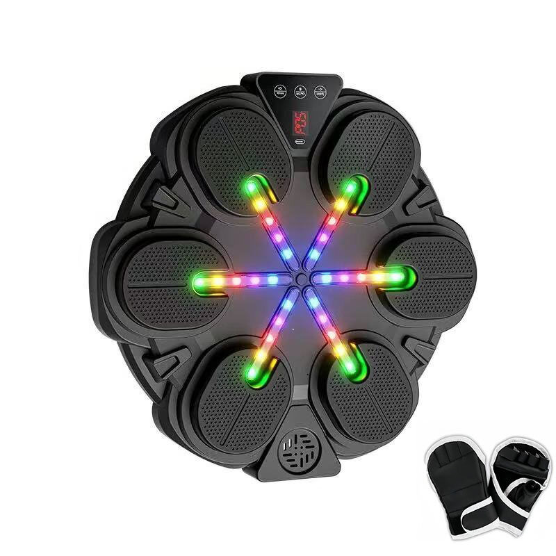 Bluetooth Музыкальный Боксерский Таран с Детскими Боксерскими Перчатками Черного Цвета, Электронный Тренажер Реакции