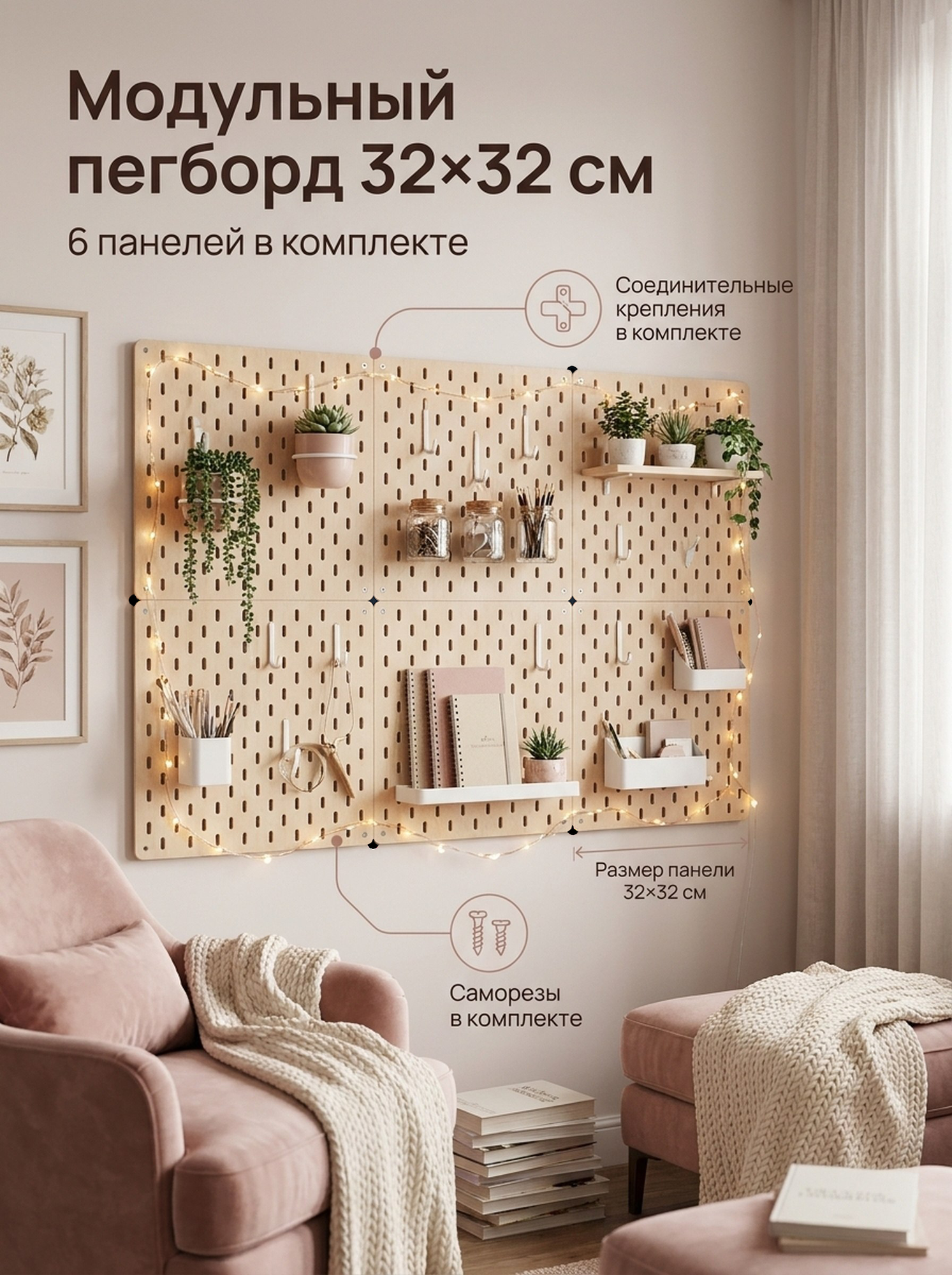 Мудборд настенный органайзер канцелярский, пегборд школьника
