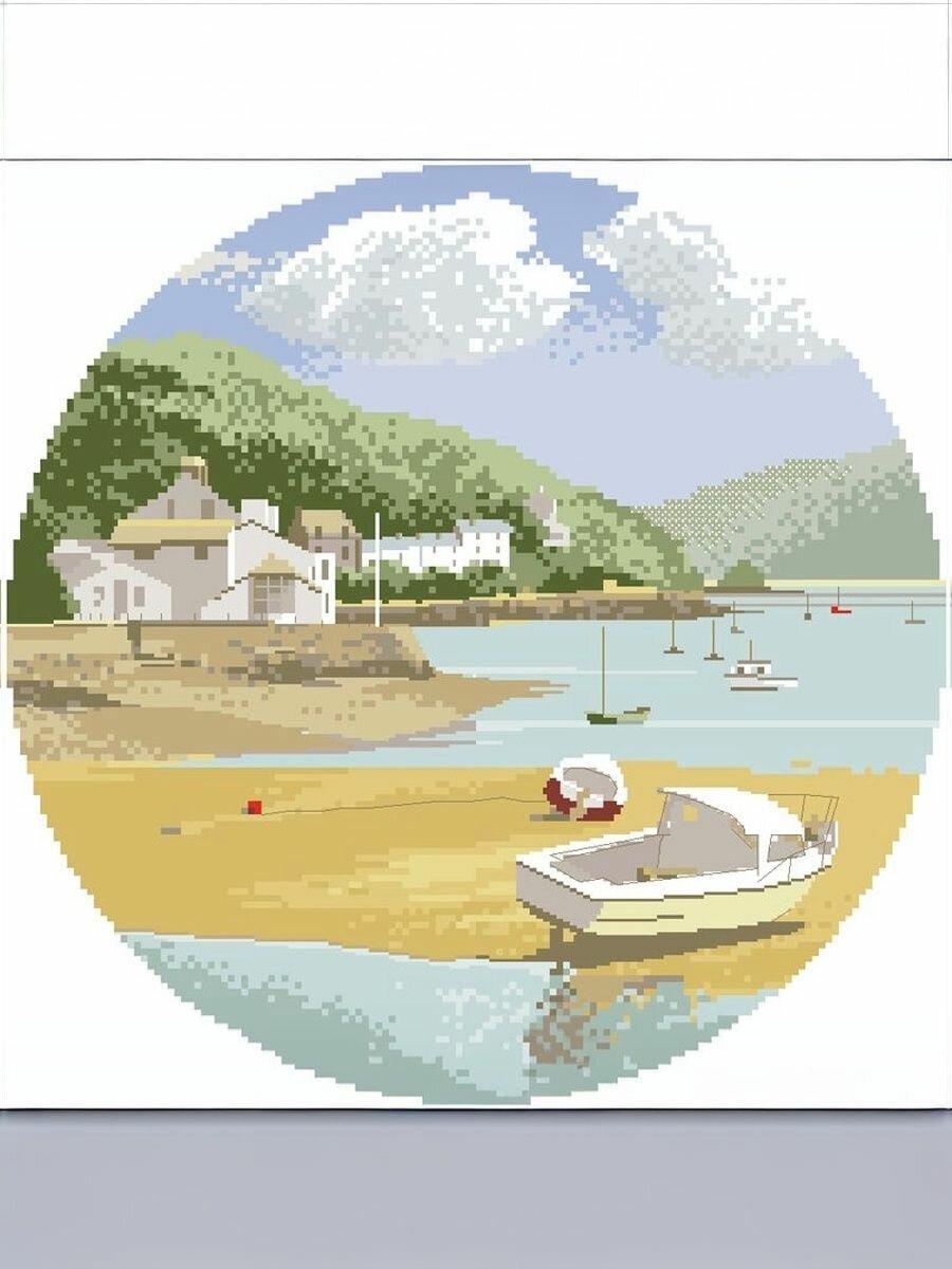 Bышивка гладью для начинающиx Amishop "Отлив" DIY, 24 цветов, 14CT Aida, 140 x 140 стежка, 26 x 26 см