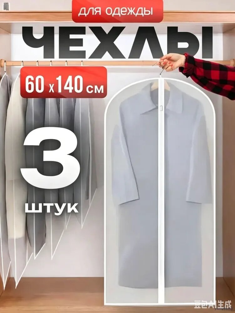 Чехол для одежды, 140 см х 60, 3 шт