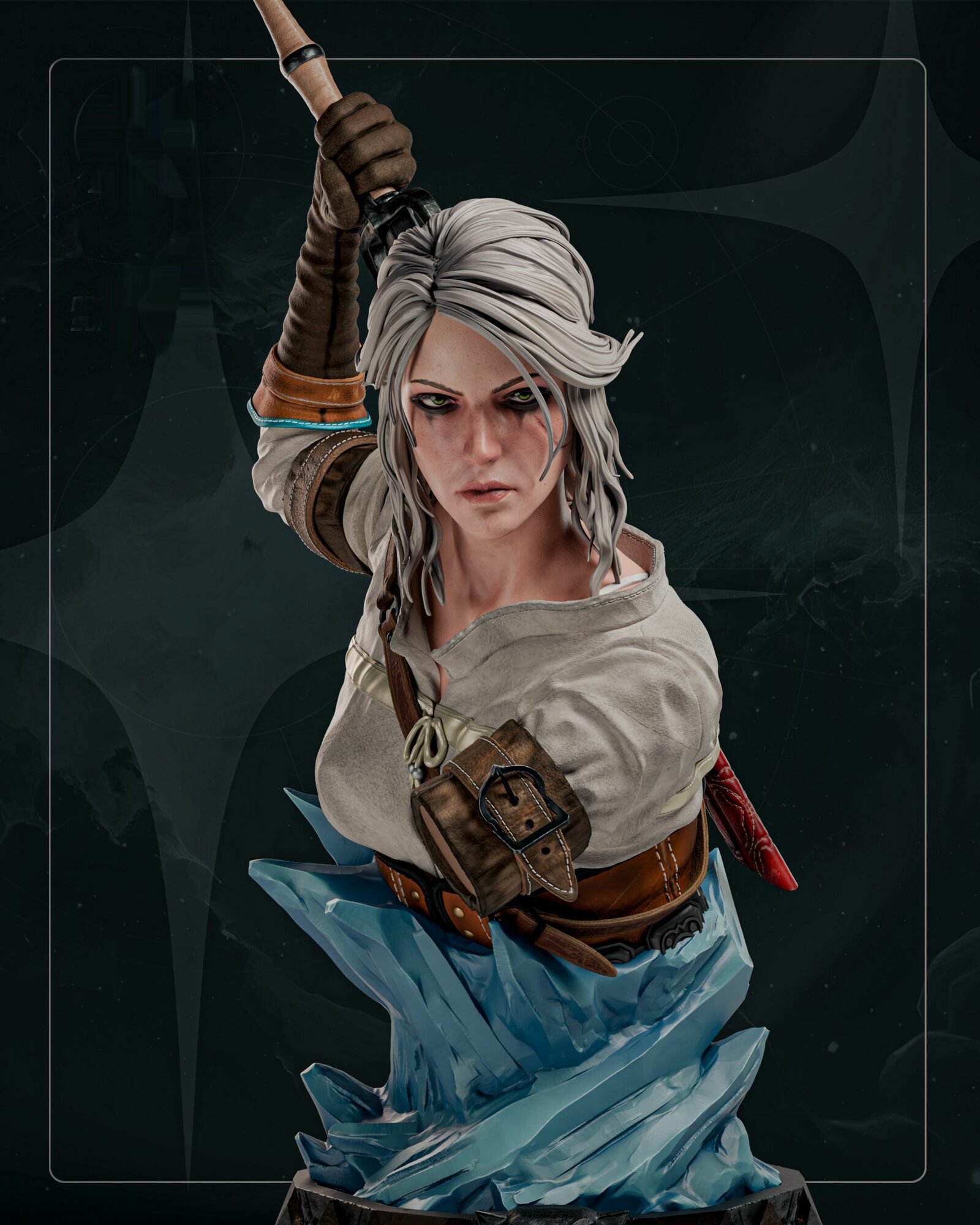 Сборная модель Ciri (The Witcher), бюст, 200мм для покраски