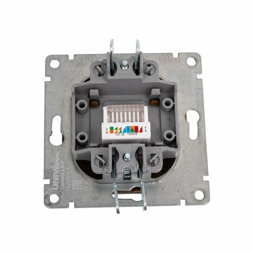 Компьютерная одноместная розетка UNIVersal серия афина с/у, 1а, rj45, венге еврослот A0051-V — фото 1