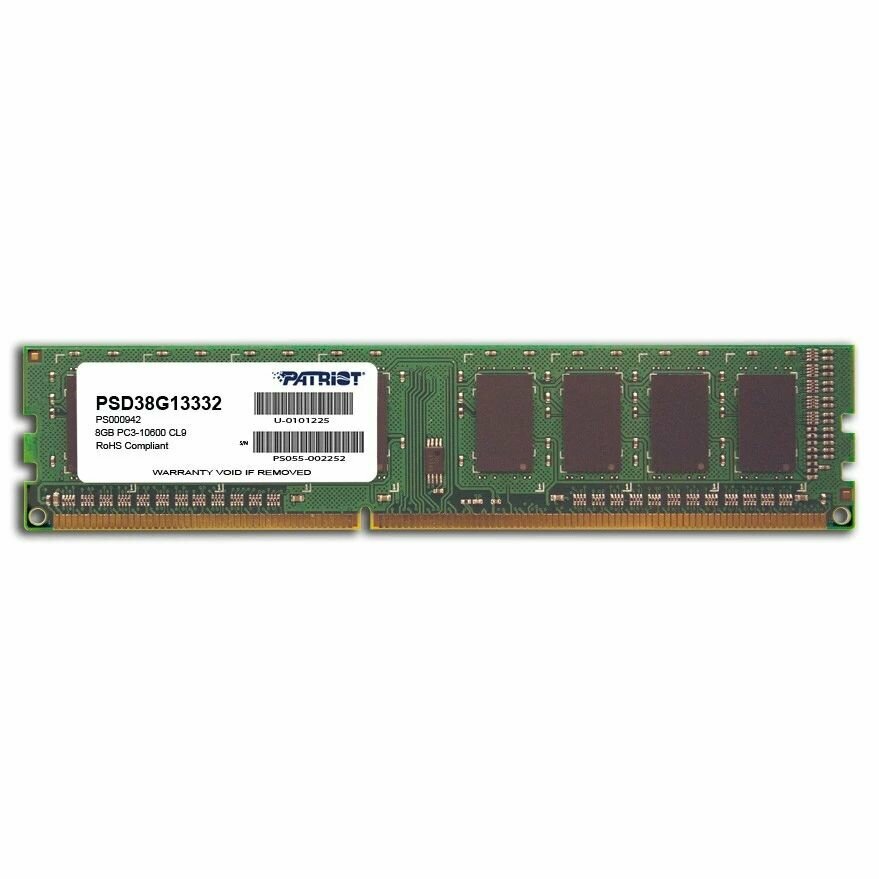 Оперативная память Patriot, DDR3, 8GB, (1x8 GB,), 1333 MHz, CL9, DIMM