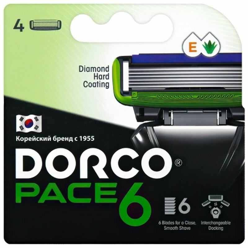 Сменные кассеты DORCO PACE 6 лезвий 4 кассеты