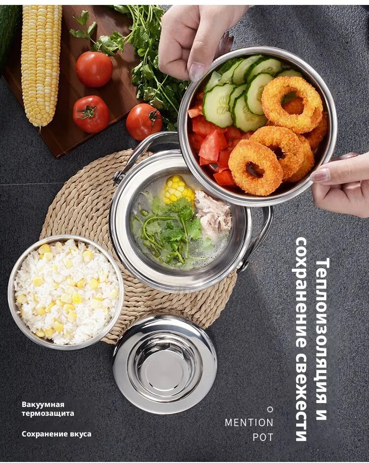 Термокастрюля Siyou 3 л, двухслойный вакуум, раздельный дизайн, сохраняет тепло до 7 часов — фото 1
