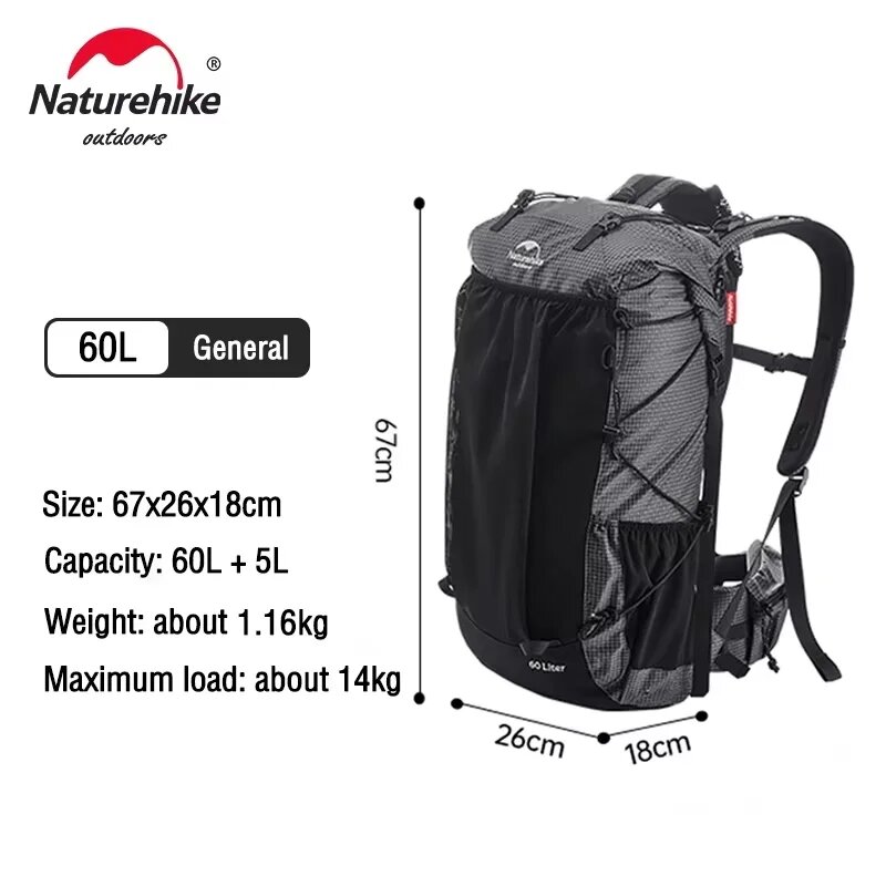 Рюкзак Naturehike Rock 2.0 30/45/60 л 60L Black